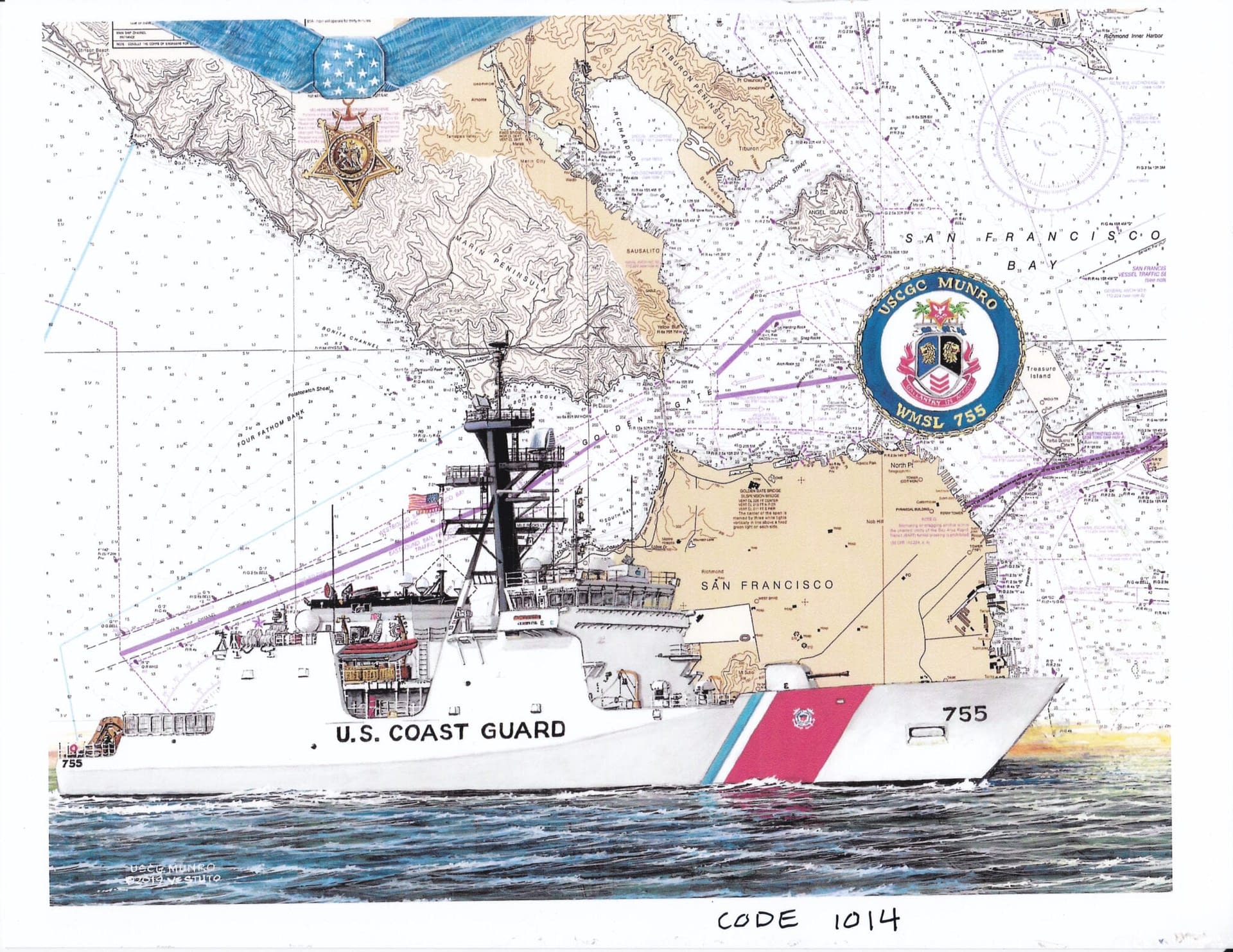 USCGC MUNRO (WMSL-755) - Chart Art Prints